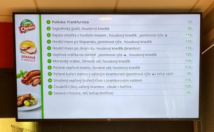 Chodura Embraces Digital Lunch Menus | Ki-Wi Signage